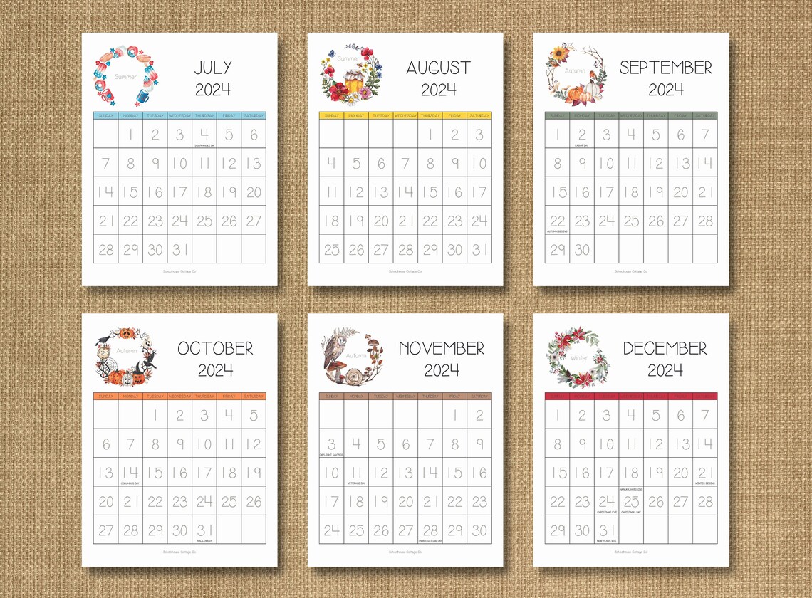 ENGLISH Traceable Monthly Calendar Set 2024-2025 | Homeschool Classroom ...