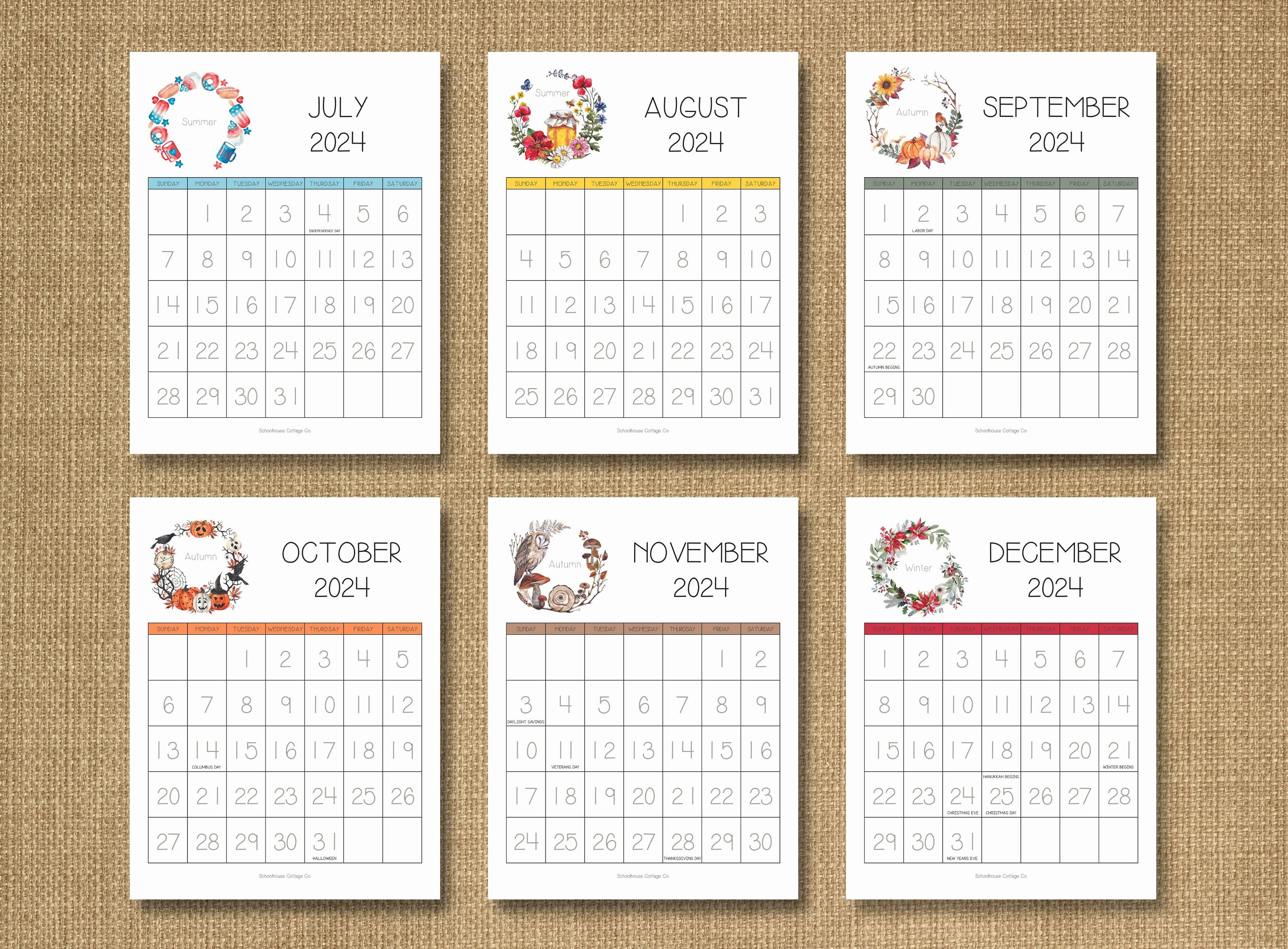 ENGLISH Traceable Monthly Calendar Set 2024-2025 | Homeschool Classroom ...