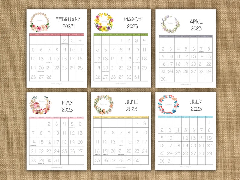 ENGLISH Traceable Monthly Calendar Set 2022-2023 Homeschool - Etsy