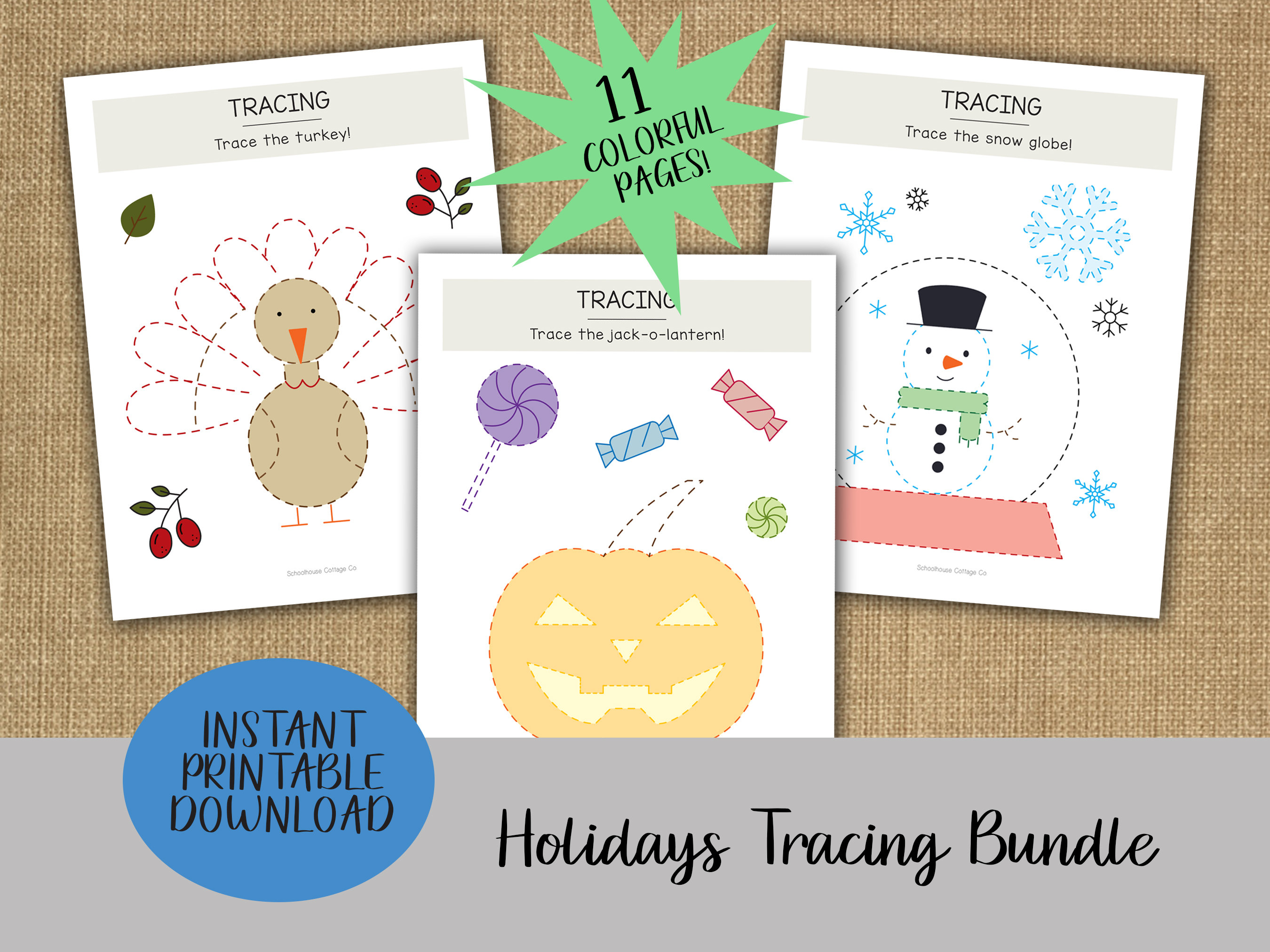 Holiday Tracing Bundle Halloween Thanksgiving Christmas - Etsy