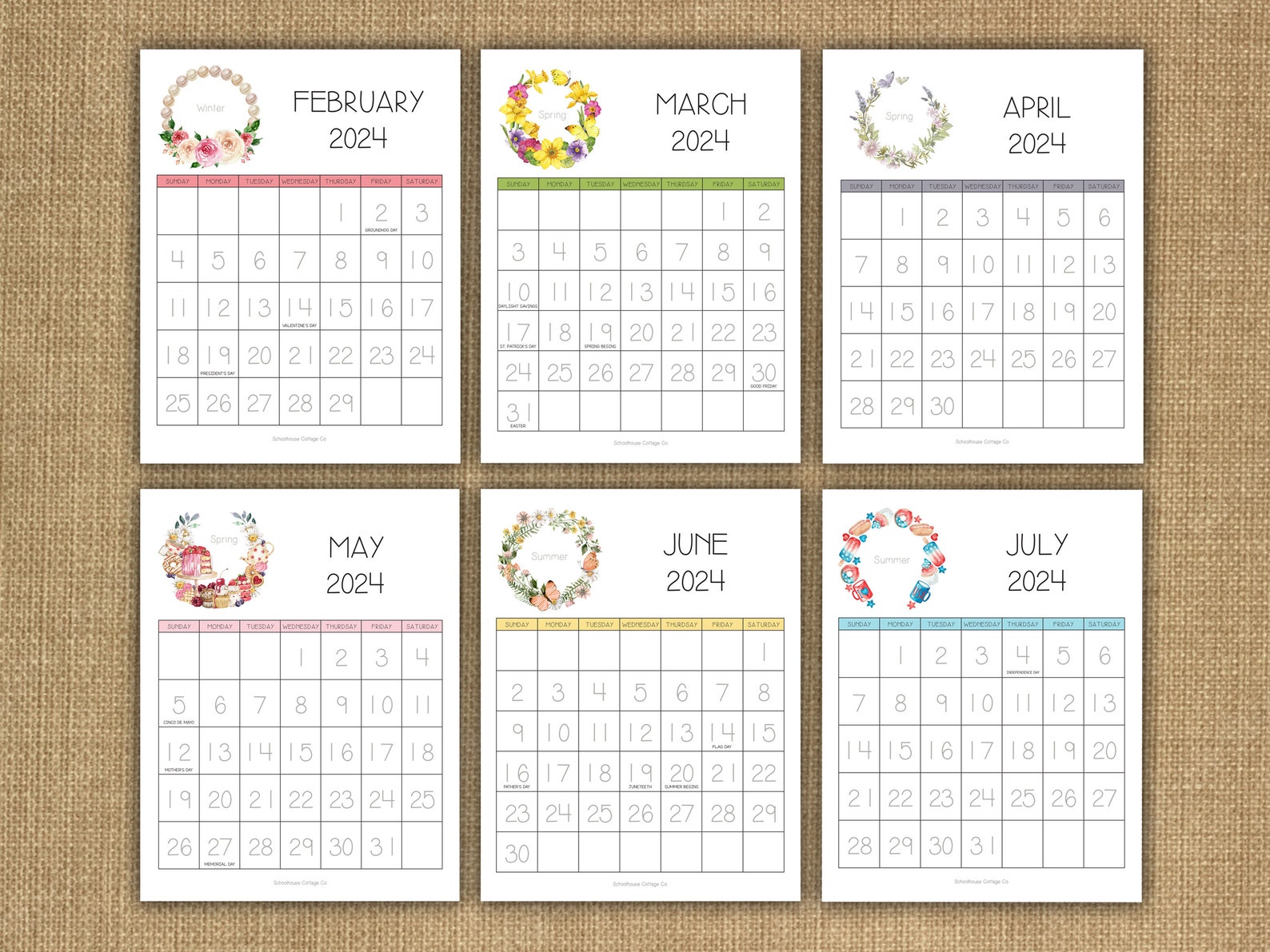 ENGLISH Traceable Monthly Calendar Set 2023-2024 Homeschool - Etsy