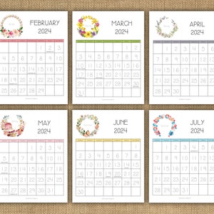 ENGLISH Traceable Monthly Calendar Set 2023-2024 Homeschool - Etsy