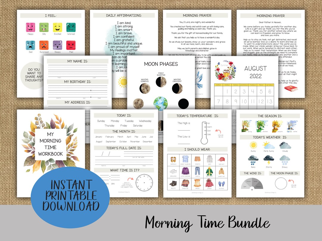 Morning Time Bundle Morning Menu Workbook Homeschool - Etsy