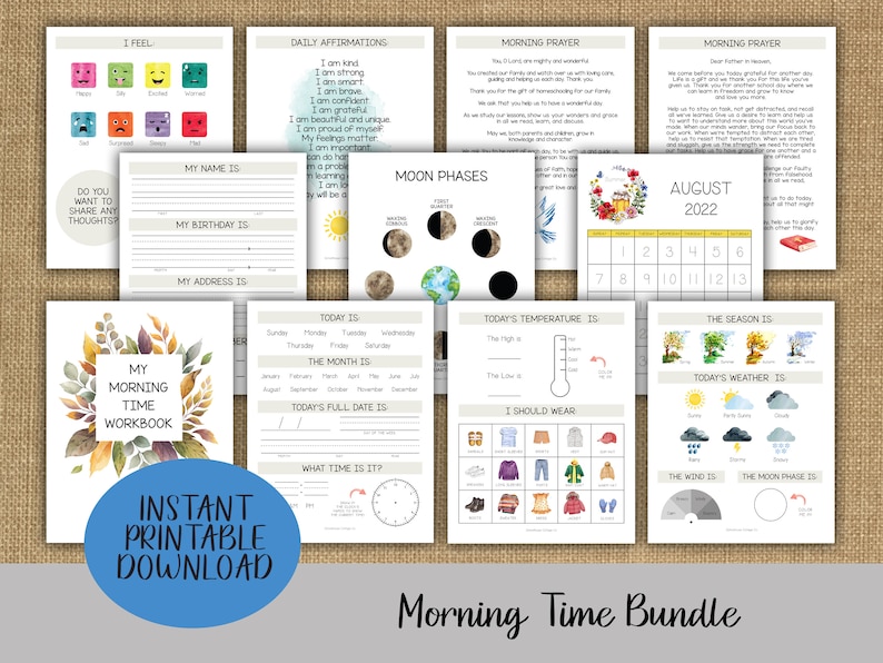 Morning Time Bundle Morning Menu Workbook Homeschool - Etsy