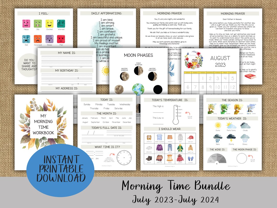 Morning Time Bundle Morning Menu Workbook Homeschool Printable ...