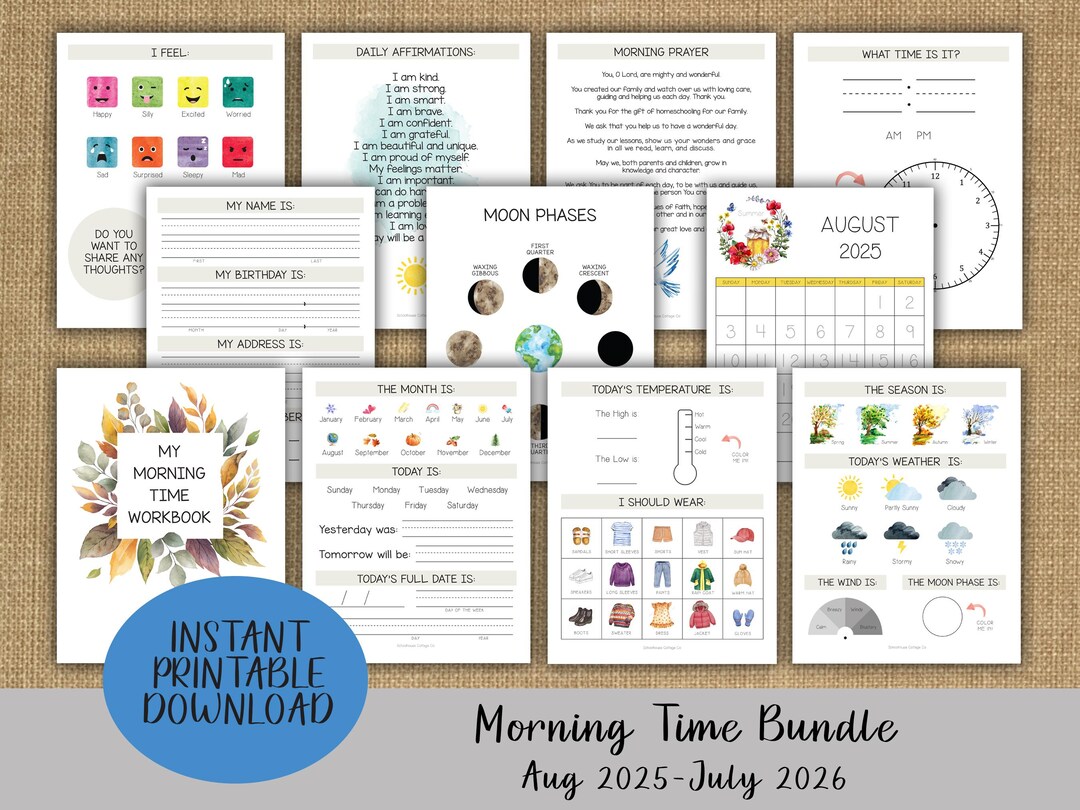 Morning Time Bundle | Morning Menu Workbook | Homeschool Printable ...