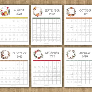 ENGLISH Traceable Monthly Calendar Set 2023-2024 Homeschool - Etsy