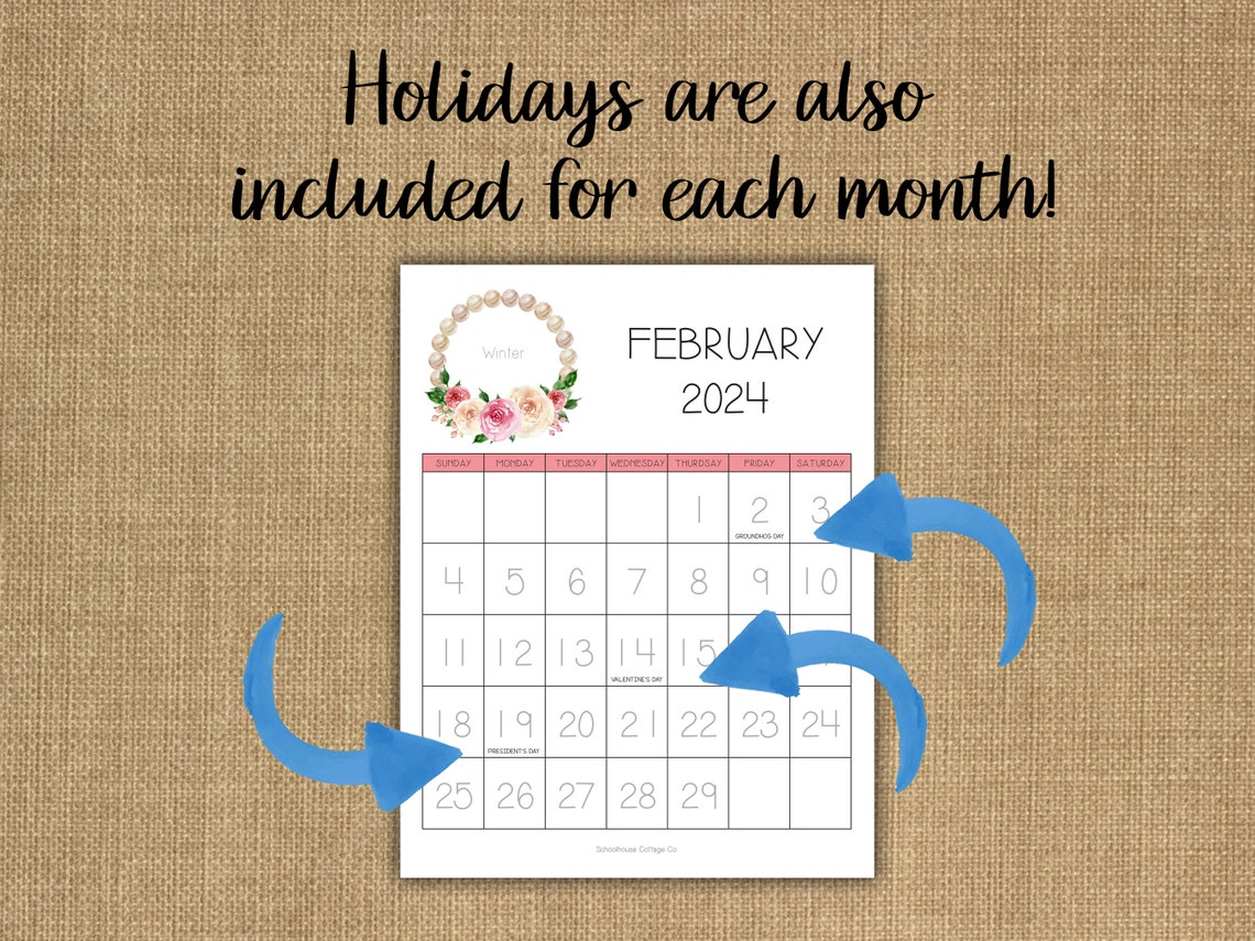 ENGLISH Traceable Monthly Calendar Set 2023-2024 Homeschool - Etsy