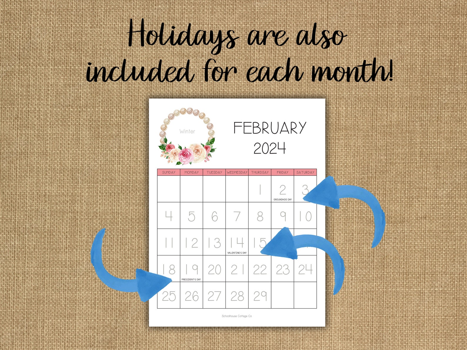 ENGLISH Traceable Monthly Calendar Set 2023-2024 Homeschool - Etsy
