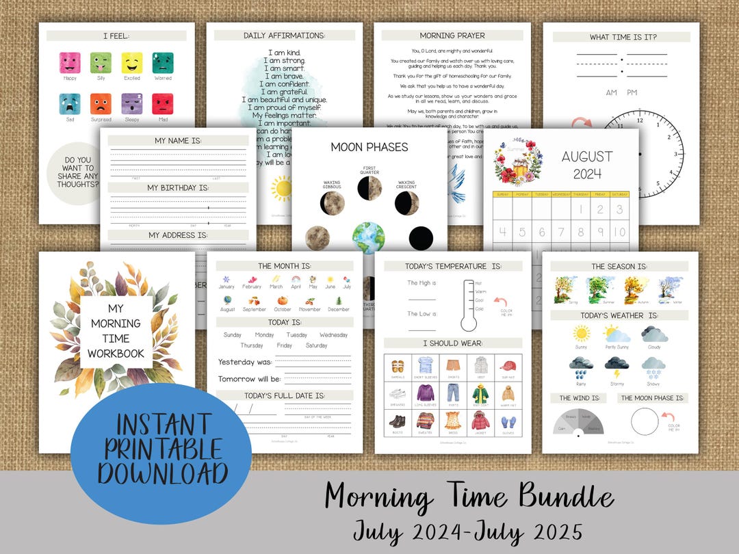 Morning Time Bundle | Morning Menu Workbook | Homeschool Printable ...