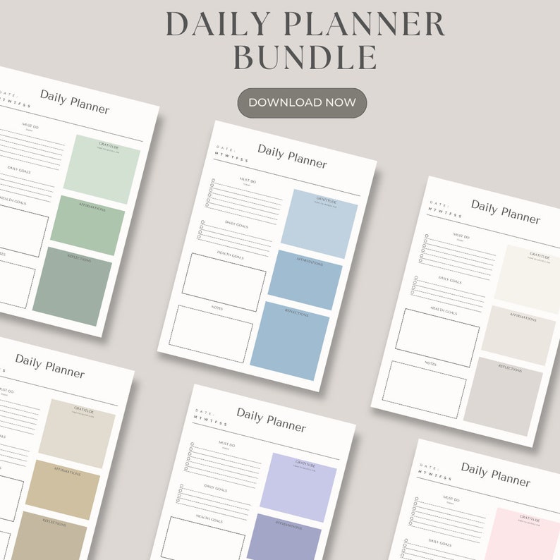 Daily Planner Bundle, Printable, Digital Planner, Weekly & Monthly ...