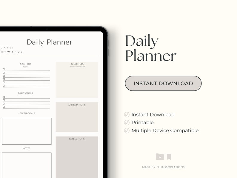 Daily Planner Bundle, Printable, Digital Planner, Weekly & Monthly ...