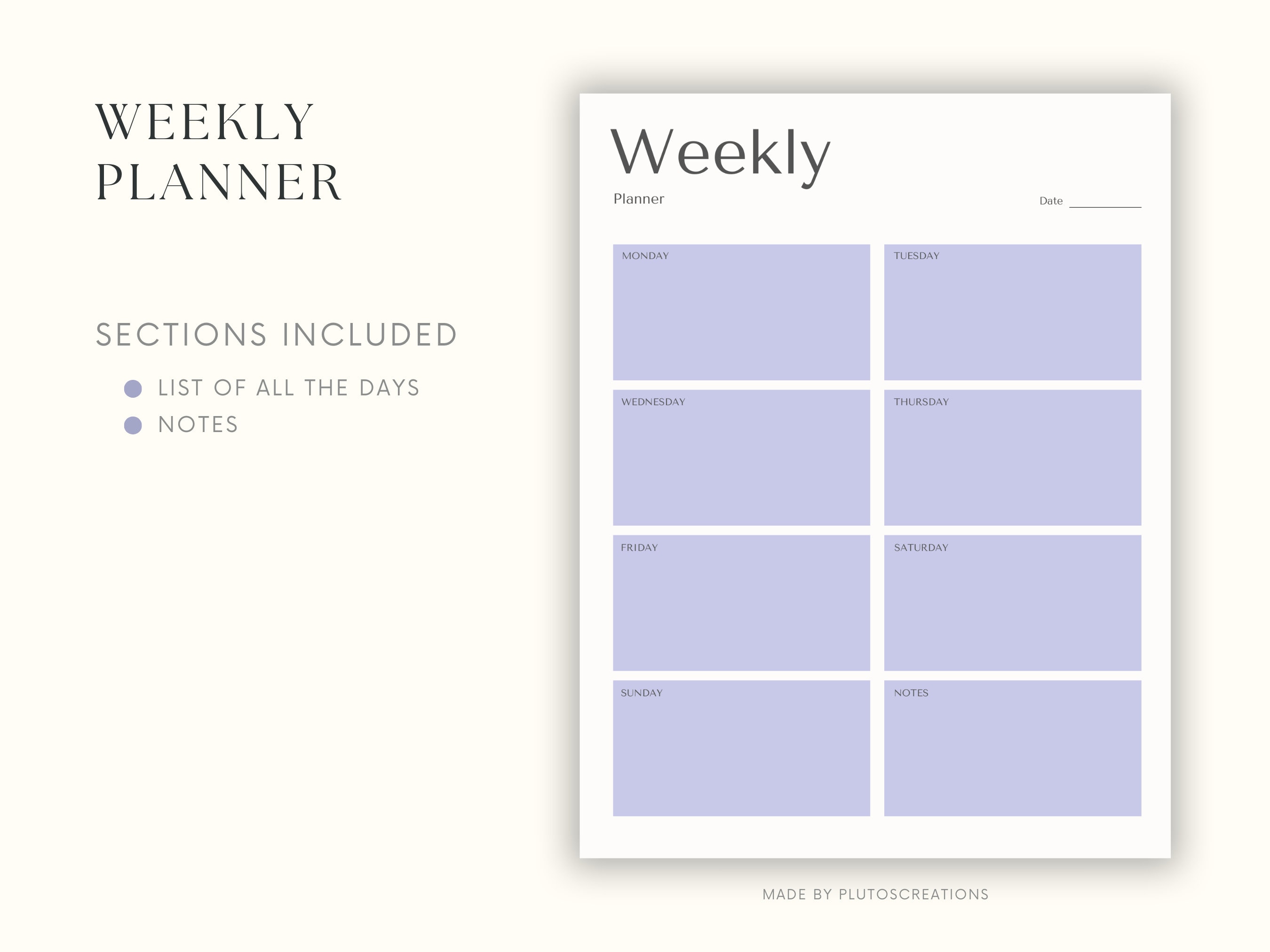 Daily Planner Printable, Digital Planner, Weekly Planner, Monthly ...