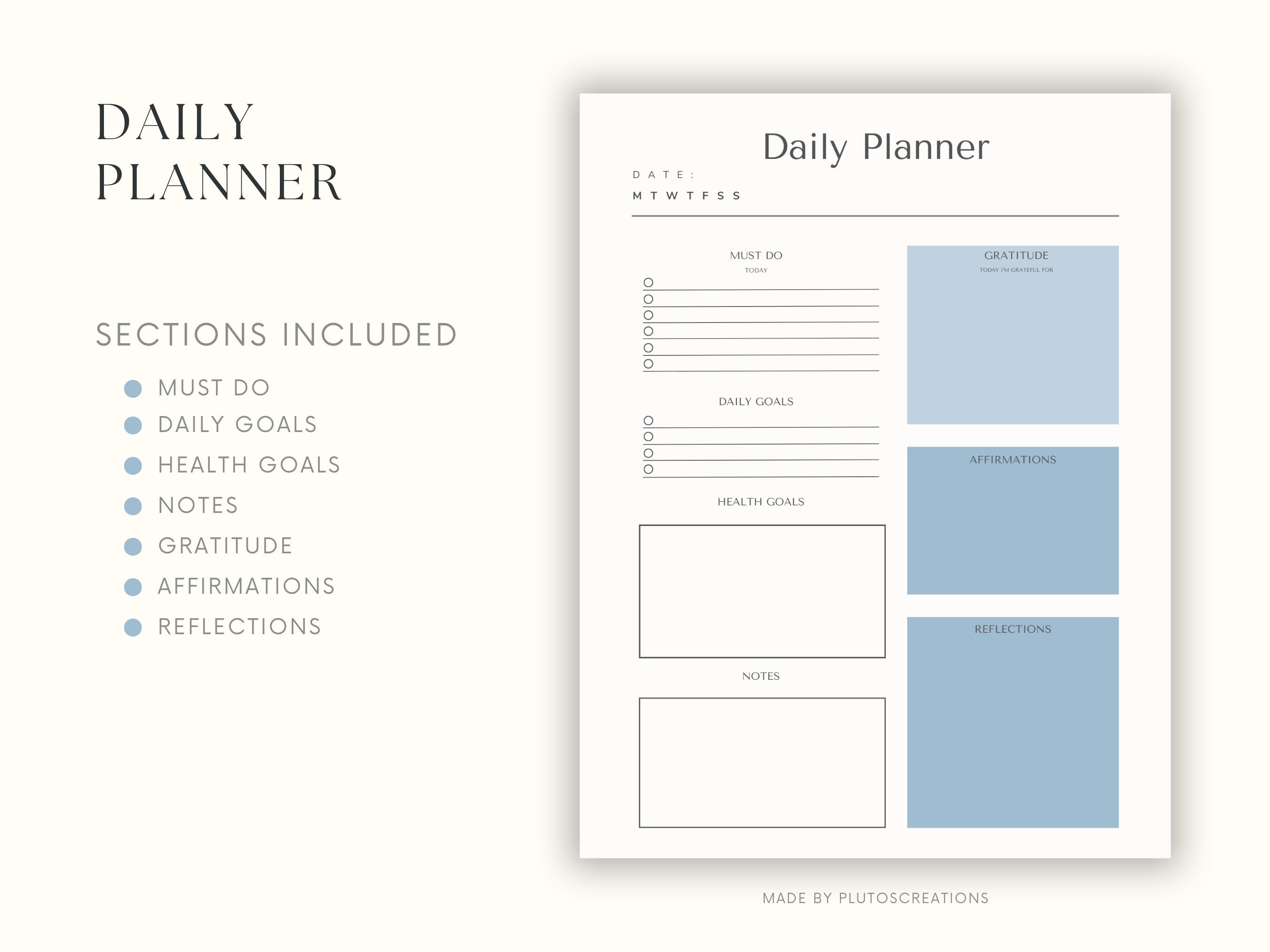 Daily Planner Printable, Digital Planner, Weekly and Monthly Planner ...