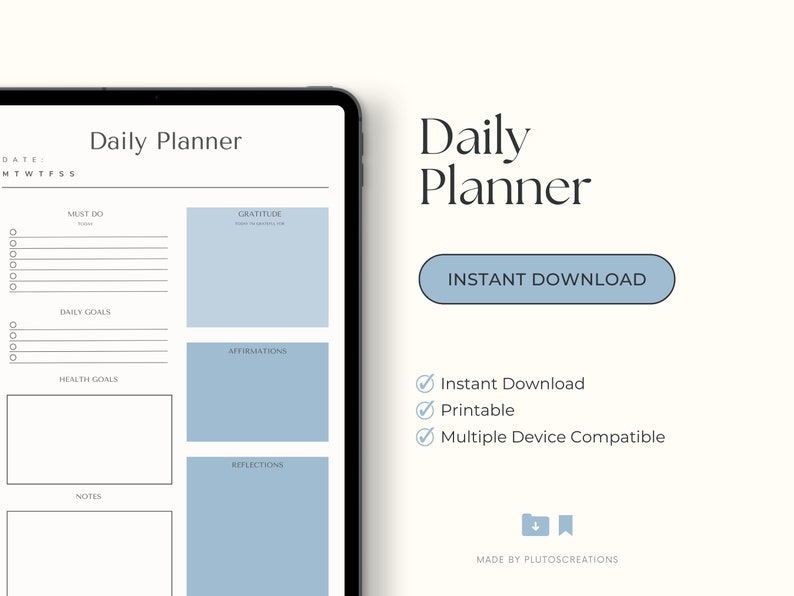 Daily Planner Printable, Digital Planner, Weekly and Monthly Planner ...