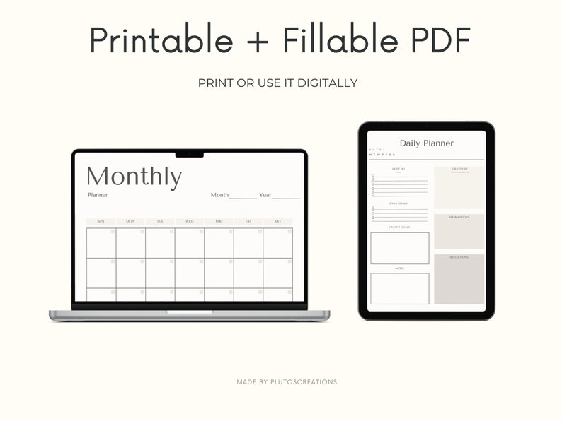 Daily Planner Bundle, Printable, Digital Planner, Weekly & Monthly ...