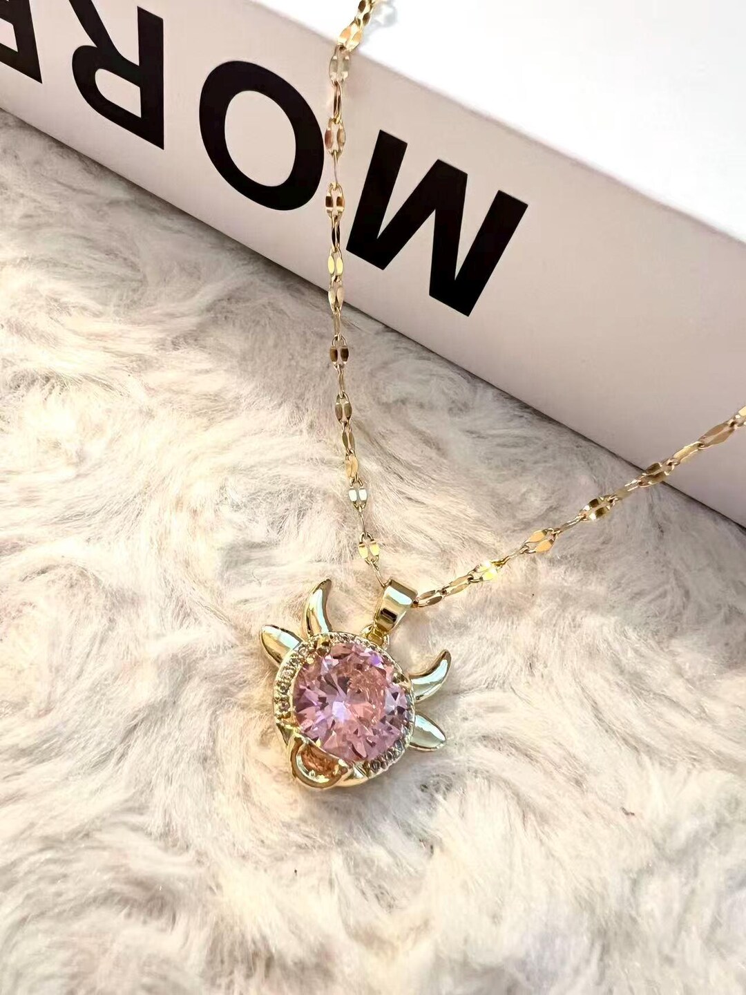 Pink Diamond Cow Shape Necklace| Cow Pendant| Gold Necklace| Dainty ...