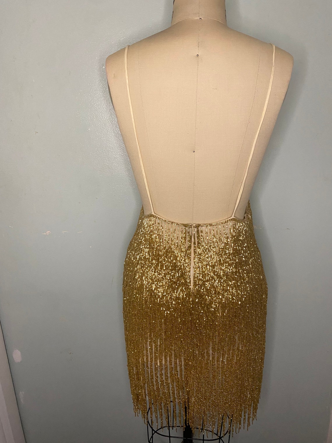 Hand Made Gold Beaded Tassel Dress/ Fringe Tassel Beaded - Etsy