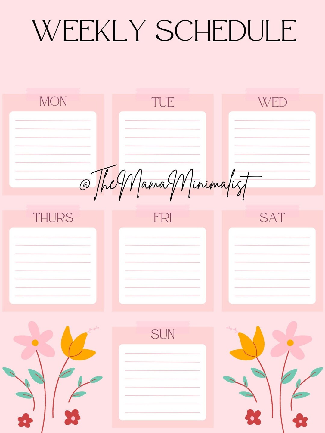 Minimalist Weekly Schedule for Busy Mamas Boss Babes | Printables ...