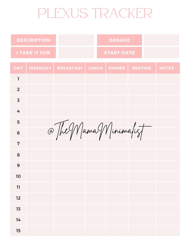 Minimalist Plexus Supplement Tracker for Busy Mamas Boss Babes | Teachers | Health and Wellness ...