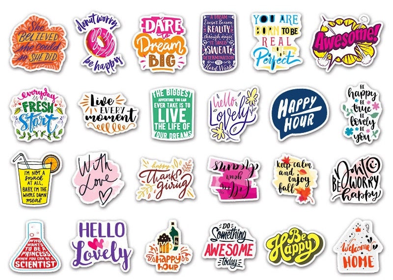 50PCS Quotes Stickers Pack for Laptop Bicycle Tumbler - Etsy