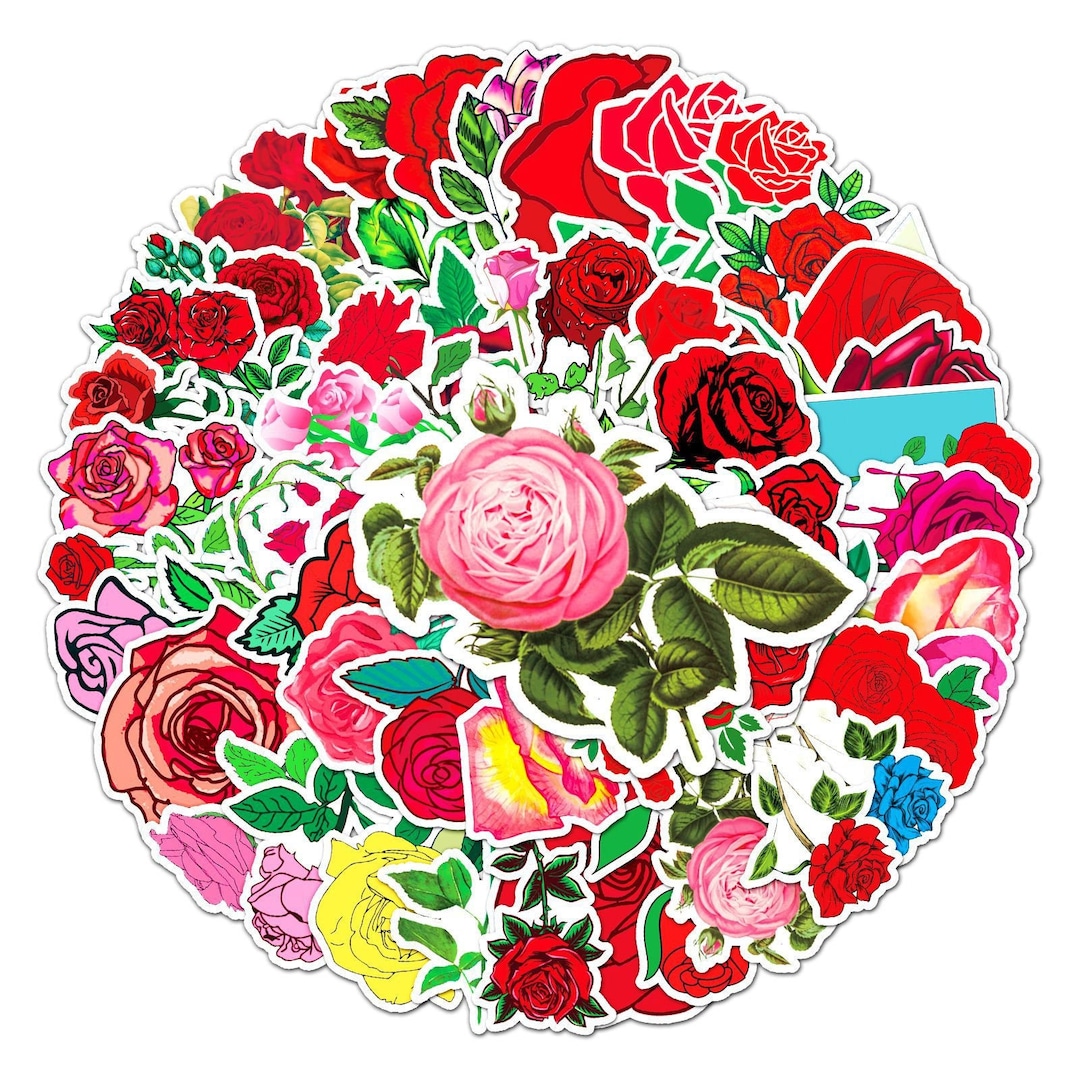 50PCS Rose Stickers Pack for Laptop Bicycle Tumbler Skateboard - Etsy