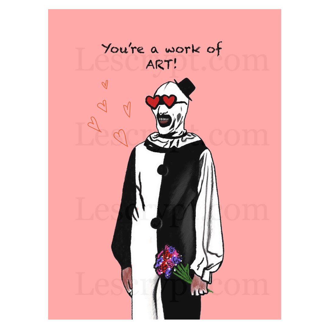 Terrifier Art the Clown Digital Print Valentines Day Card Instant ...