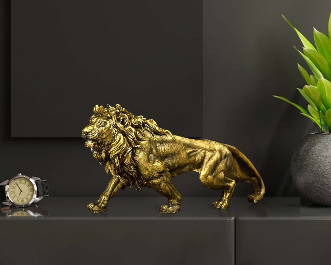 Resin Lion Statue Crown Lion Sculpture Decoration Lion - Etsy