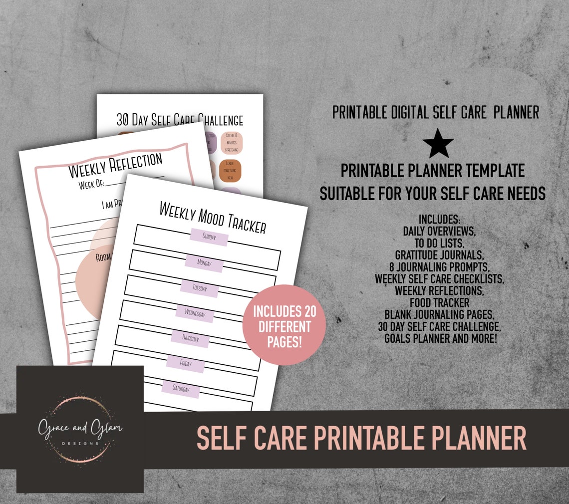 Self Care Planner, Daily Well-being, Mental Health, Instant Digital ...