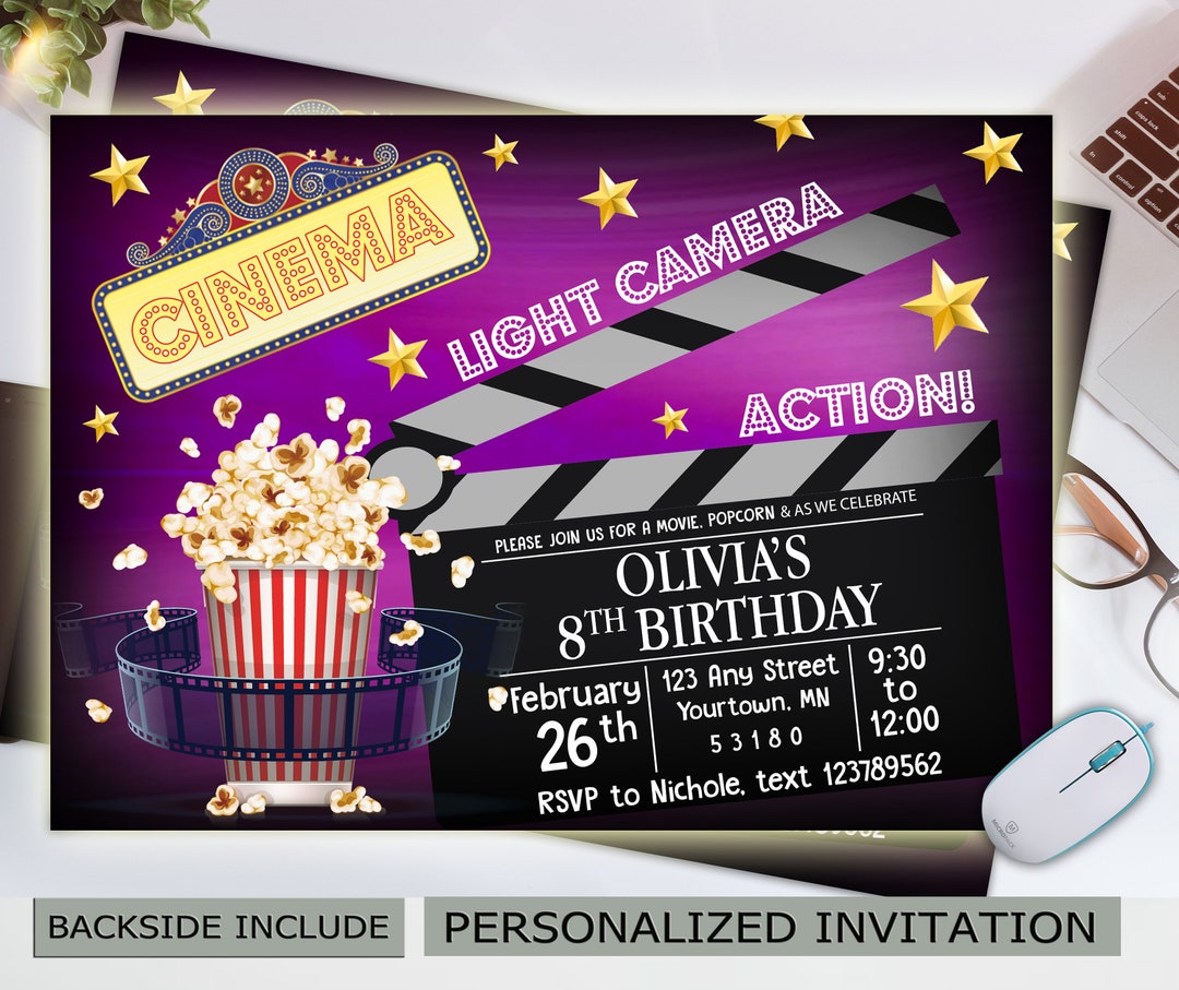 Movie Invitation, Movie Night Invitation, Movie Party Invitation ...