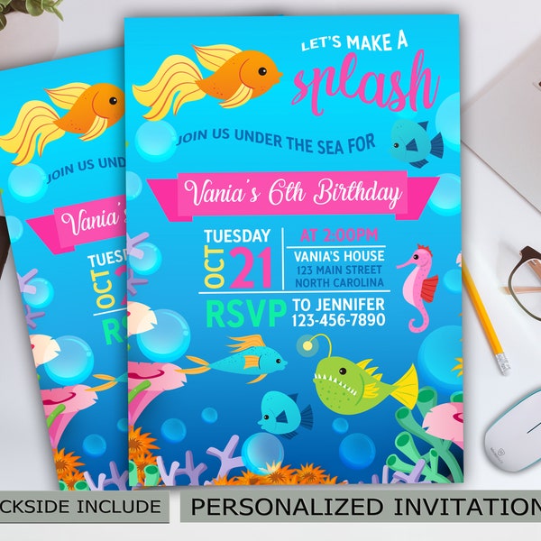Underwater Digital Invitation - Etsy