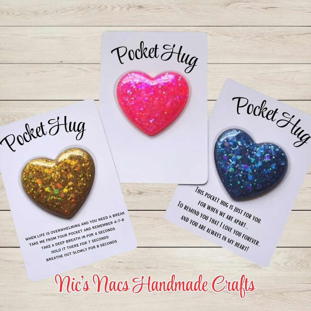 Valentines Day Pocket Hug, Pocket Heart, Pocket Pause, Resin Heart With ...