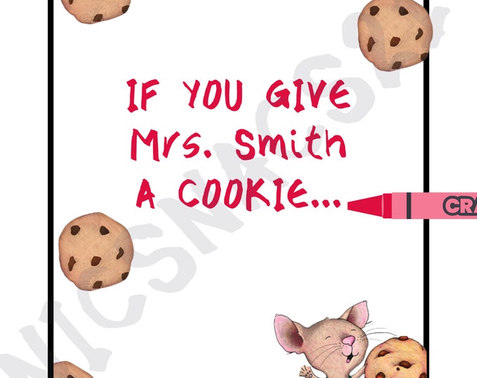 If You Give Your Teacher a Cookie, Printable Gift Card Book, Boy ...