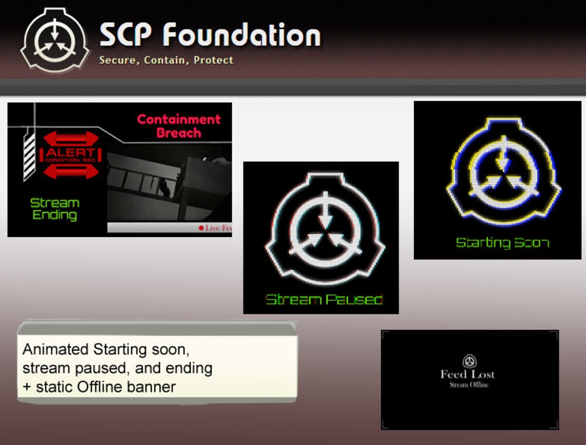 SCP Foundation Twitch Overlay Pack | Animated Scenes | Overlays ...
