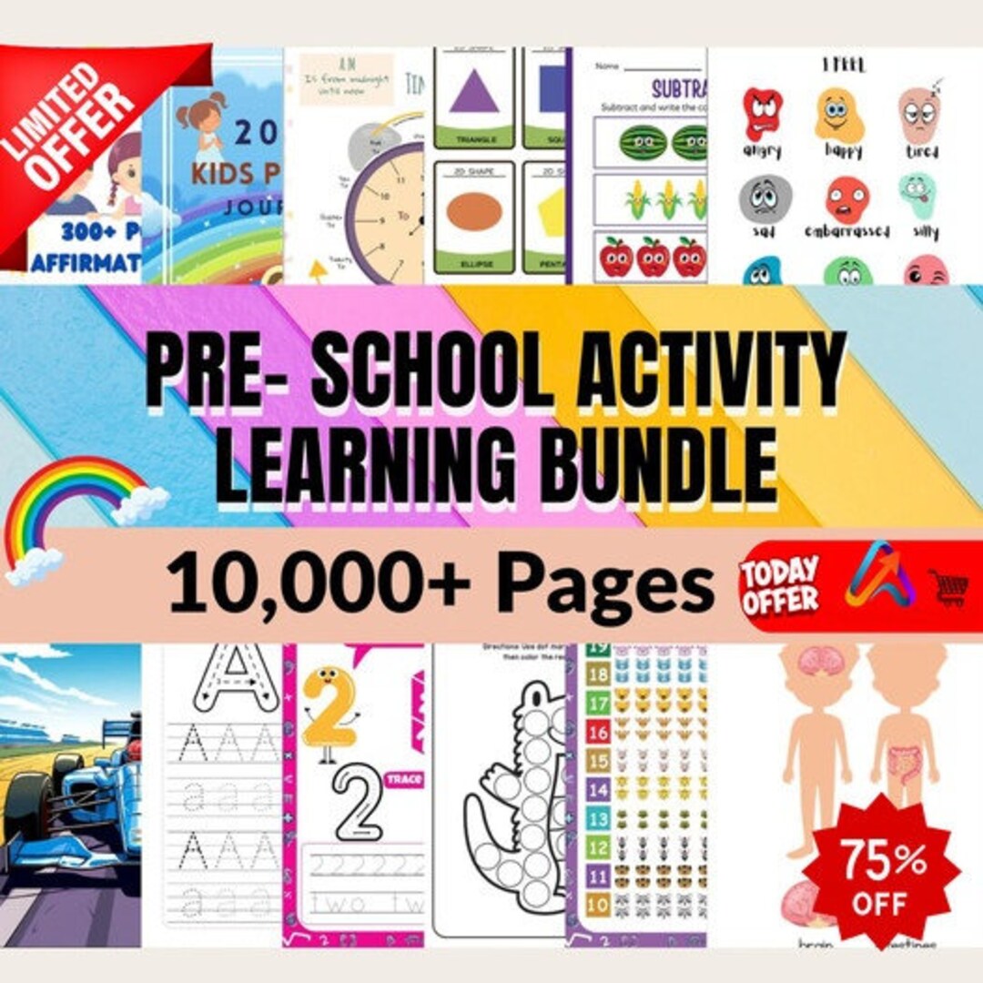 Kids Learning Kit, 10000 Plus Pre-school Activity Learning Bundle ...