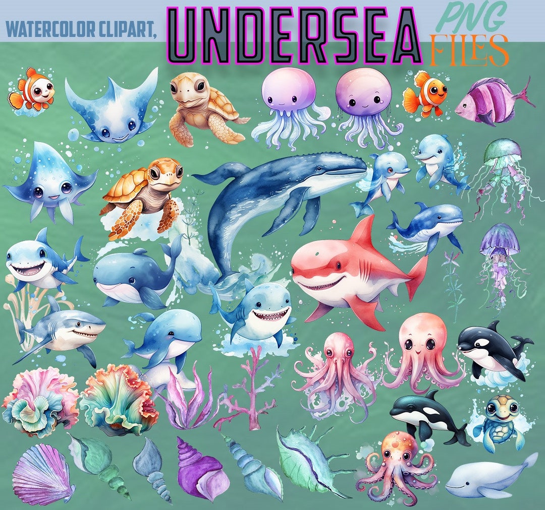 Watercolor Clipart Undersea Clipart Nautical Clip Art Sea - Etsy