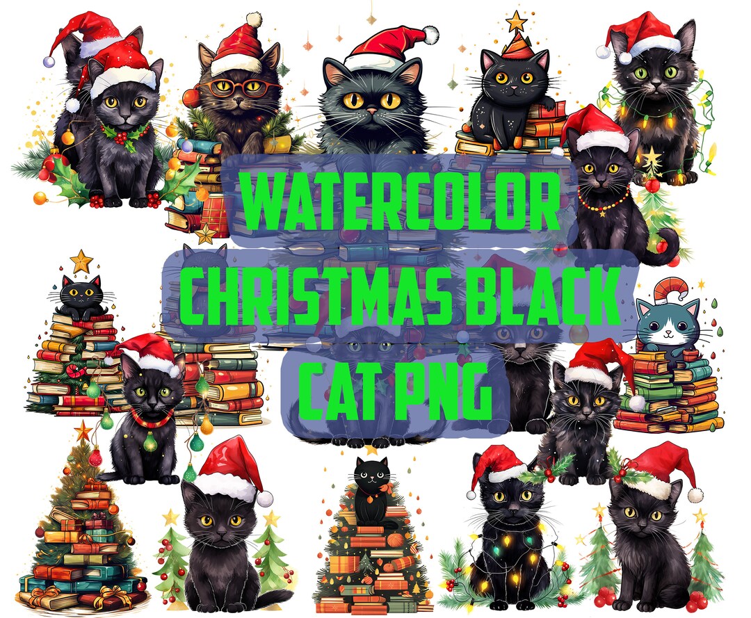 Christmas Cats Png, Watercolor Cats, Christmas Kitten Png, Holiday Cat ...