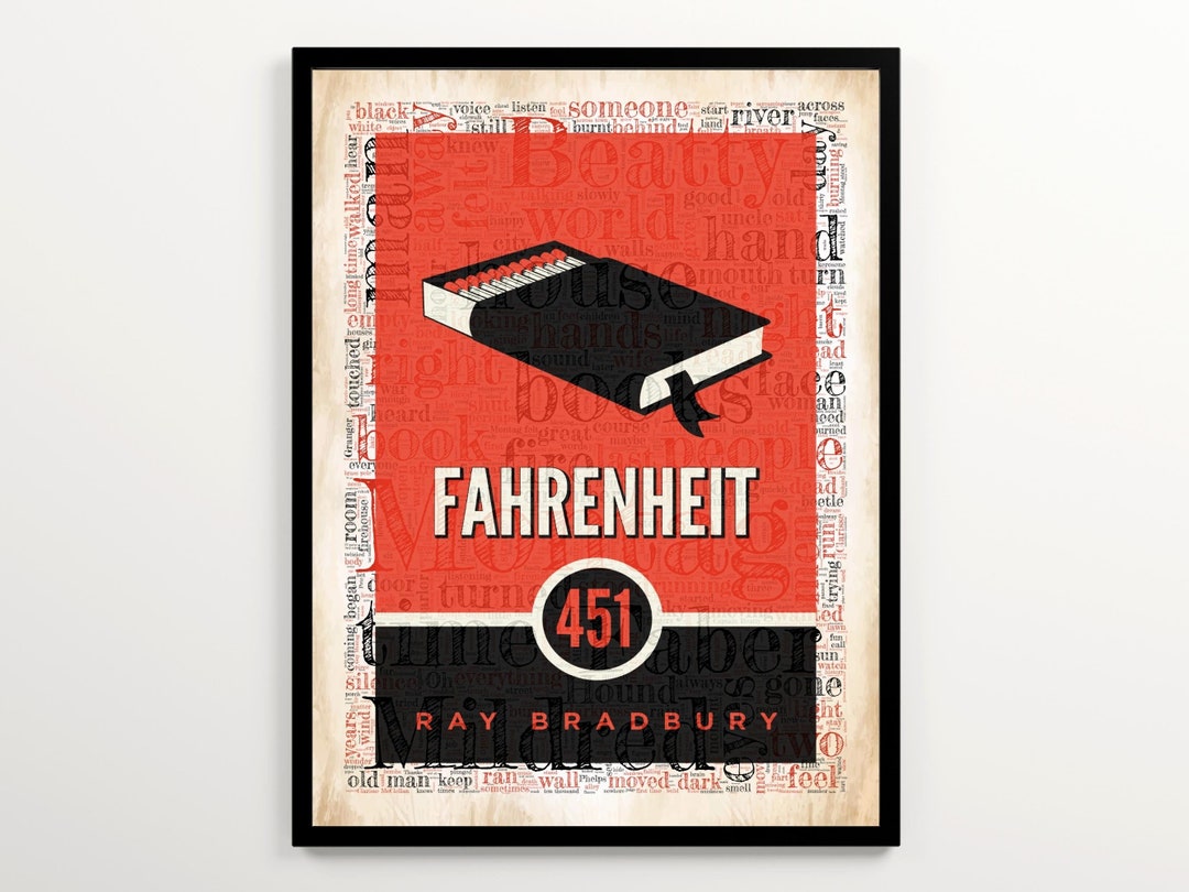 Ray Bradbury Fahrenheit 451 Book Cover Art With 2000 Words of the Book ...