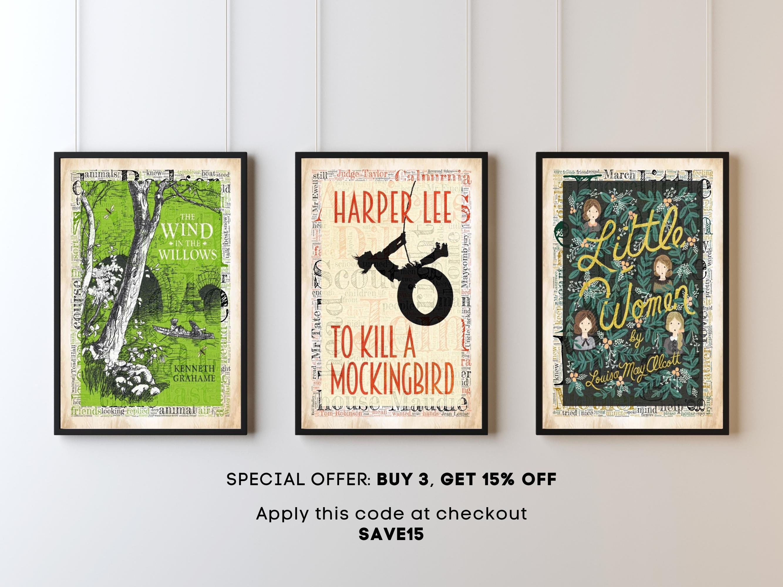 Harper Lee's to Kill a Mockingbird Set of 2 Prints: Book Cover + Word ...