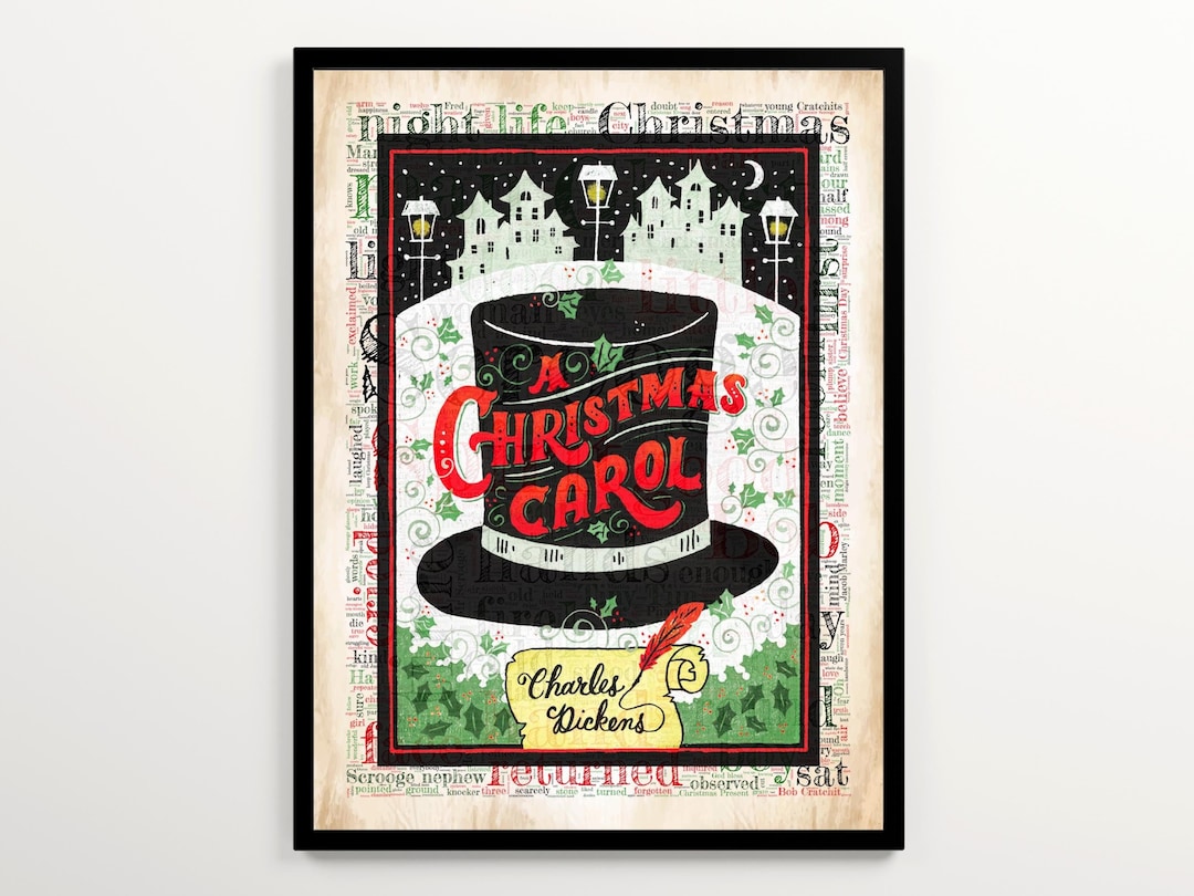 A Christmas Carol Book Cover and Word Cloud Art, Set of 2 Digital ...