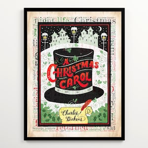 A Christmas Carol Book Cover and Word Cloud Art, Set of 2 Digital ...