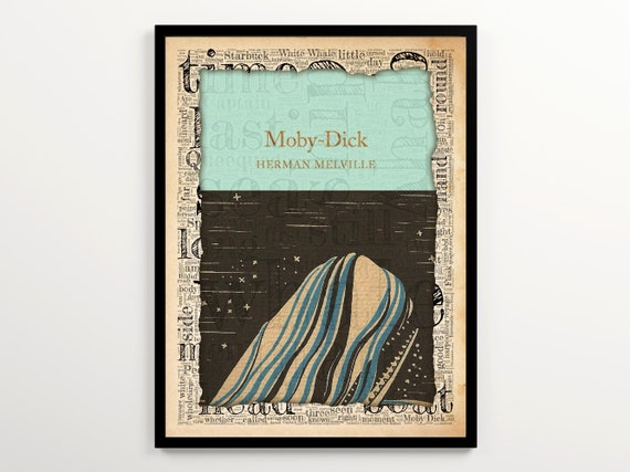 Moby-dick Vintage Book Cover Art on Word Cloud English - Etsy