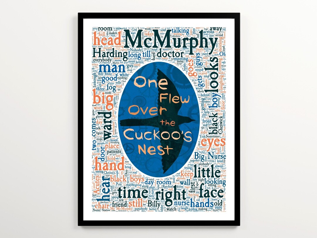 One Flew Over the Cuckoo's Nest Word Cloud, Ken Kesey Art Print ...