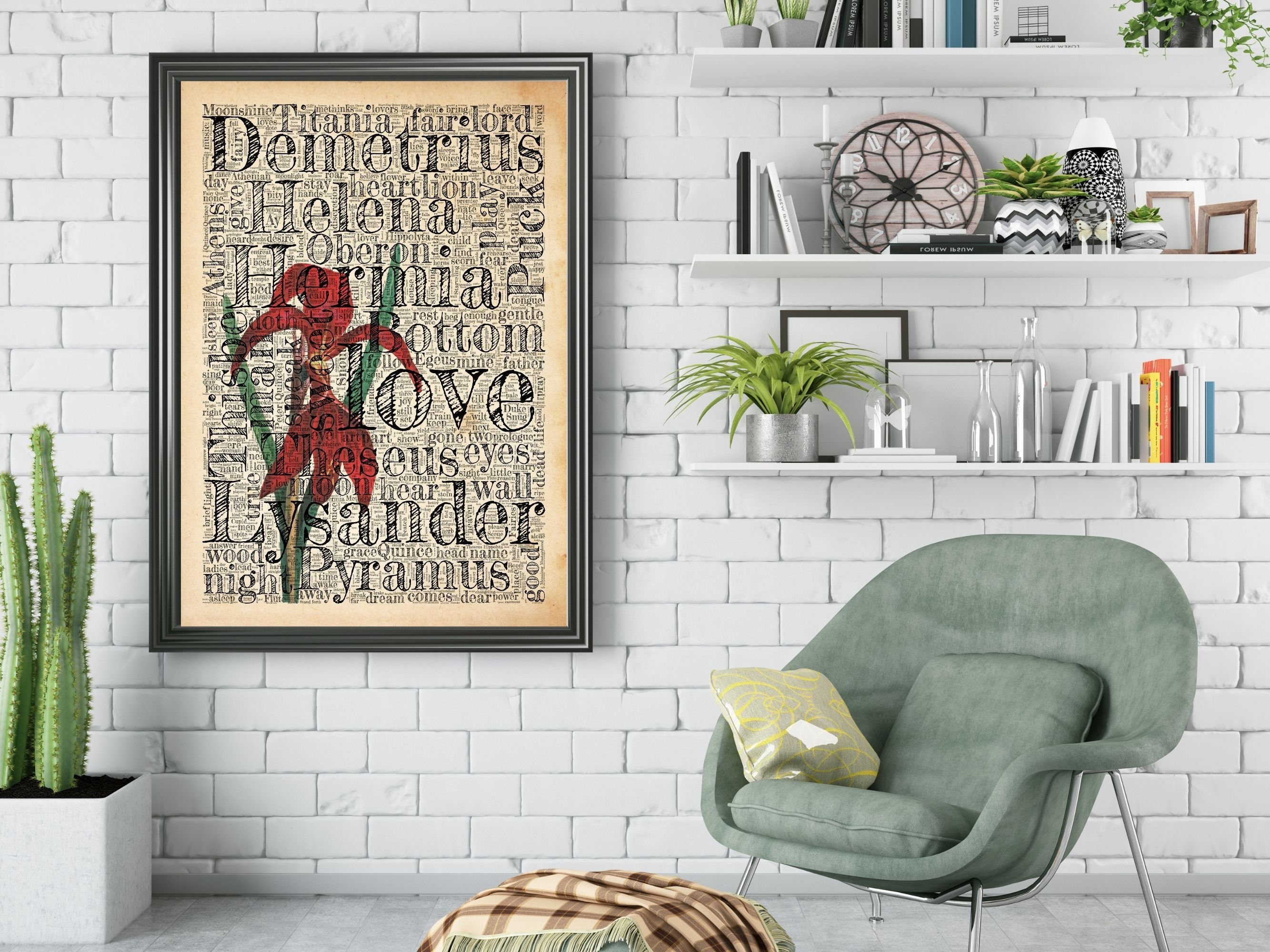 A Midsummer Night's Dream Vintage Word Cloud Printable, William ...