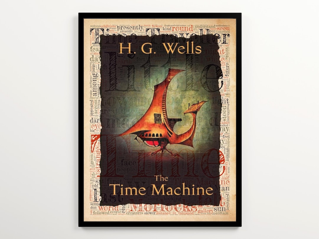 H G Wells' the Time Machine Book Cover on a Vintage Word Cloud, Sci Fi ...