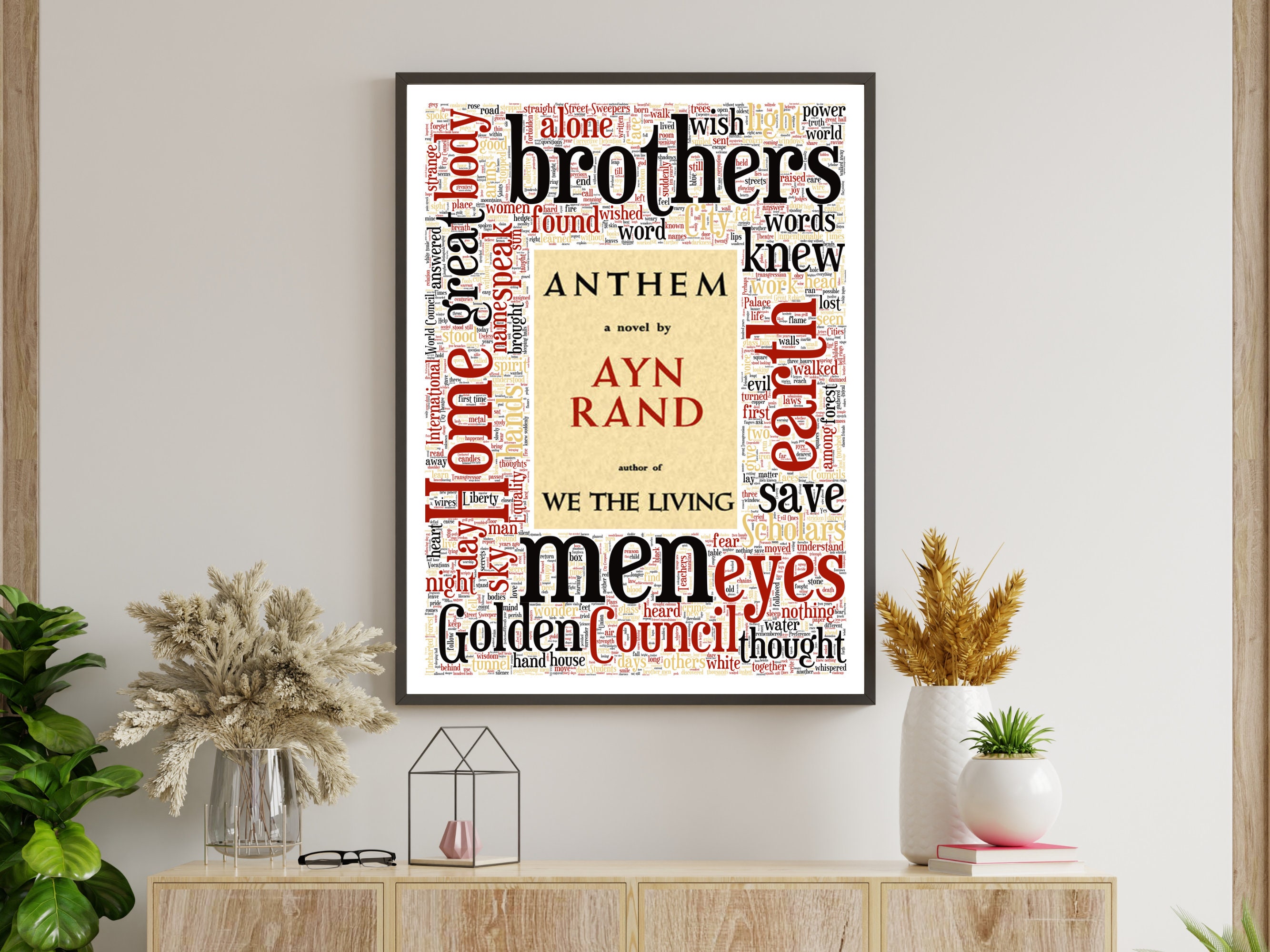 Anthem Book Cover Art Print Ayn Rand's Anthem Word Cloud - Etsy