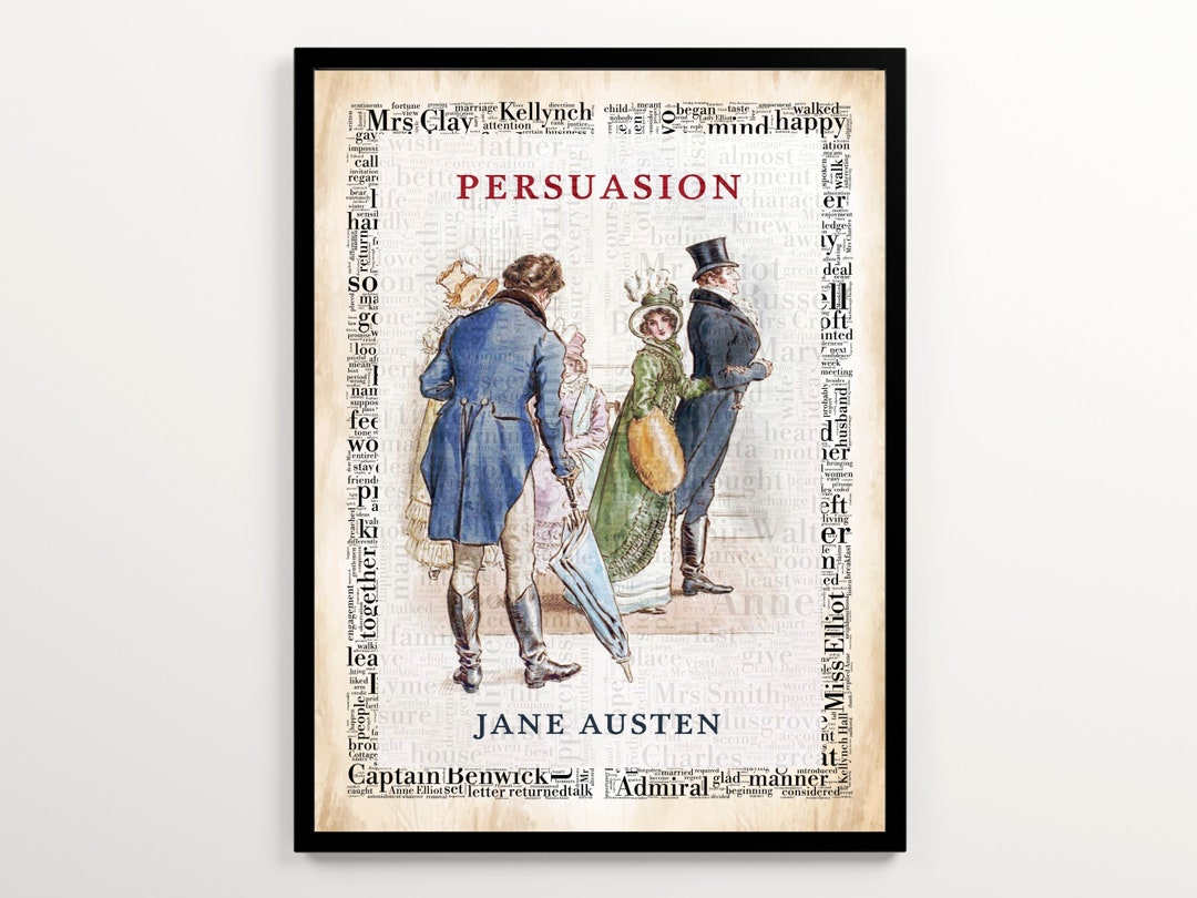 Persuasion Book Cover Art Featuring 2000 Words of the Book, Jane Austen ...