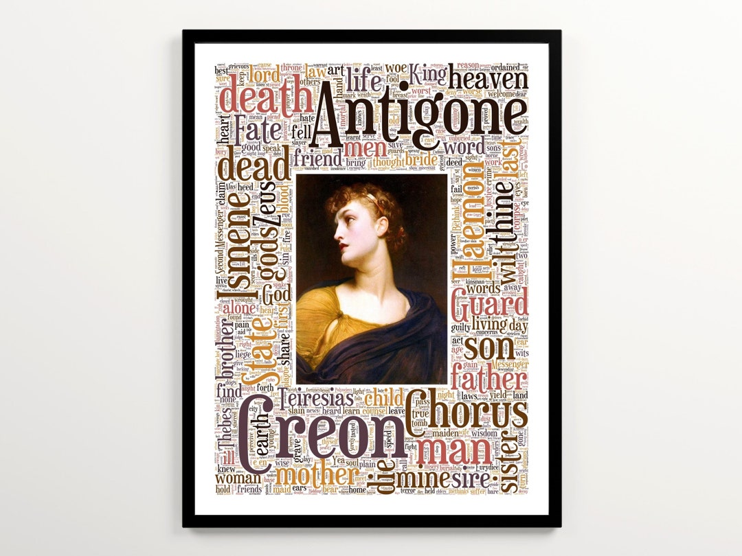 Sophocles' Antigone Wall Art Print, Antigone Play Word Cloud, English ...