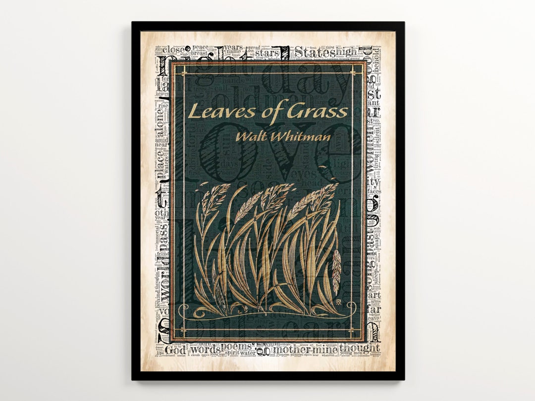 Walt Whitman Leaves of Grass Book Cover Art Featuring 2000 Words of the ...