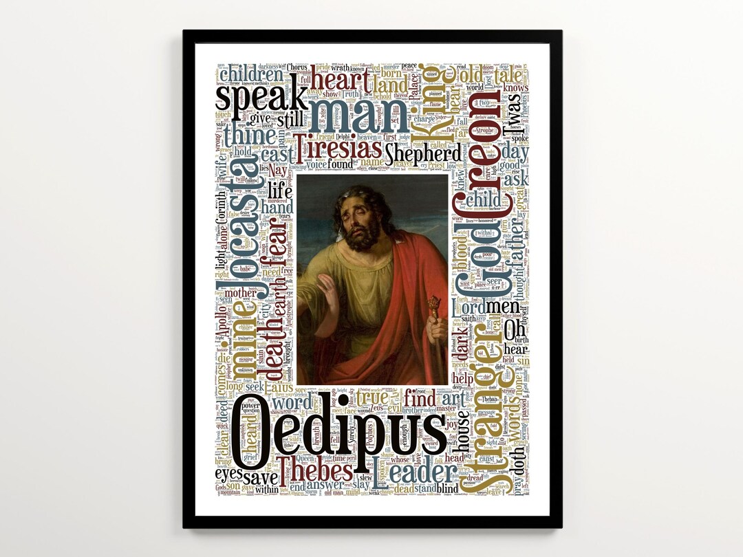 Sophocles' Oedipus Rex Wall Art Print Featuring 2000 Words of the Play ...